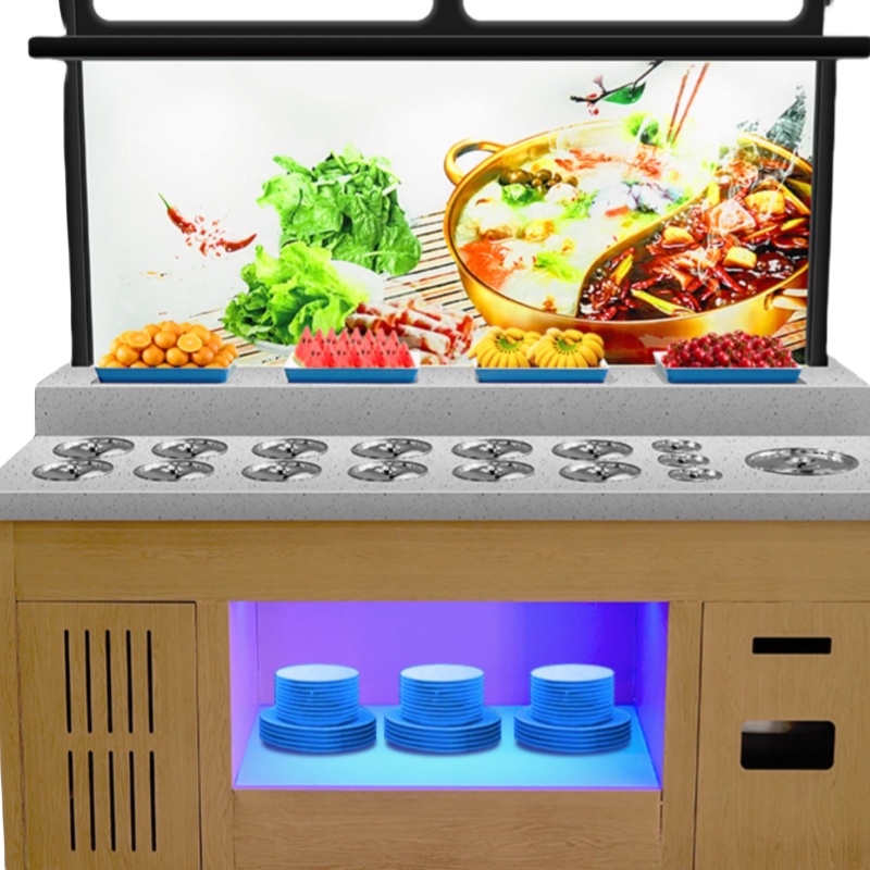 customize condiment table and cold storage with sterilization cabinet